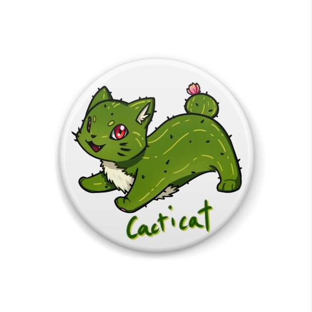 Cacticat Can Badge 32mm - Tsuzera's Sandy Underground Shop - BOOTH