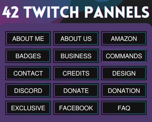 42x Twitch Panels | Simple - Clean - Elegant - Dark - Gradient - Pink ...