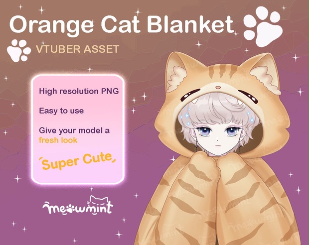 Orange Cat Blanket 猫の毛布 - Vtuber asset - meowmint - BOOTH