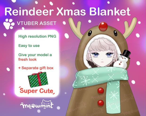 [Vtuber素材] [クリスマス] Reindeer Christmas blanket for Vtuber - meowmint - BOOTH