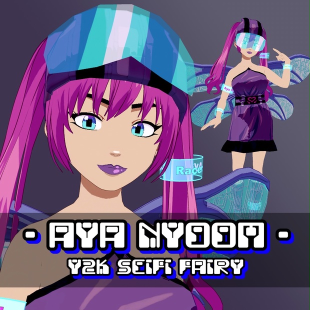Aya Nyoom - VRChat y2k scifi fairy avatar - cometneon - BOOTH