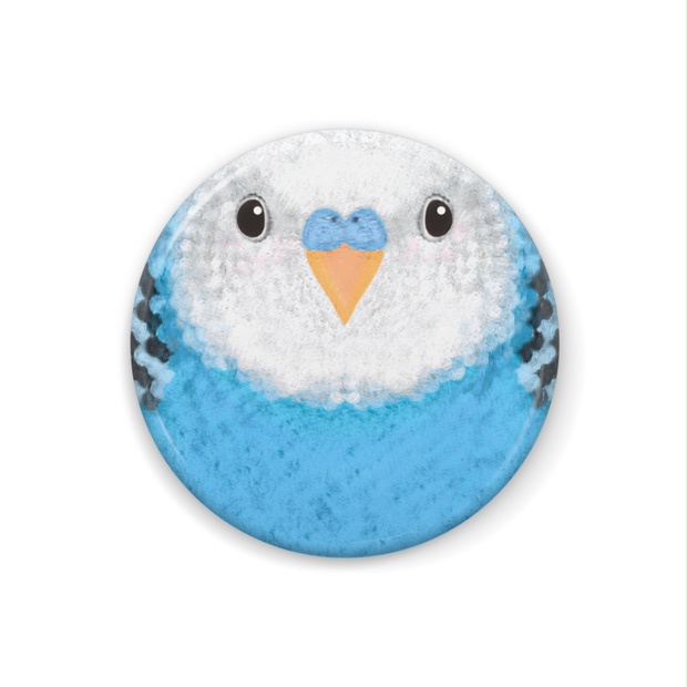 セキセイインコ、オパーリン、ブルー、オス【まるい鳥の缶バッチ】 - 鳥遊ToriAsobi（とりあそび） - BOOTH