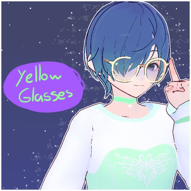 VRoid yellow glasses - Gallet - BOOTH
