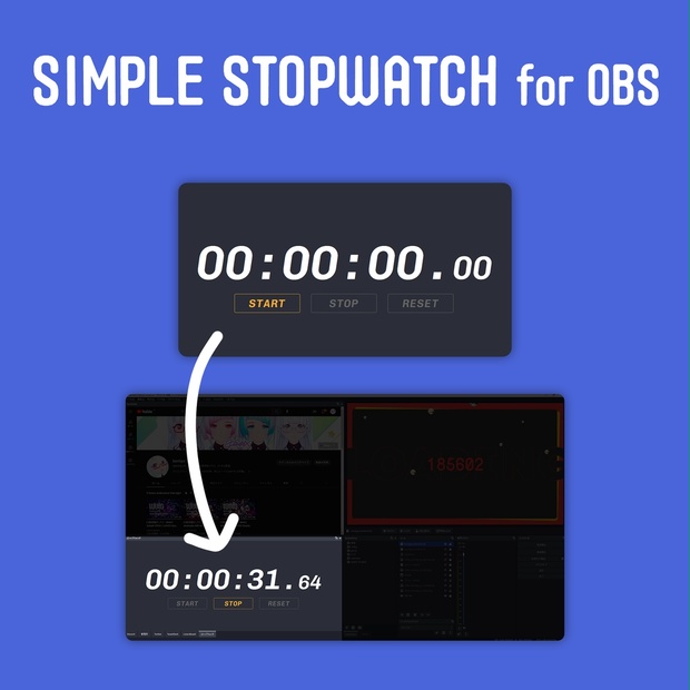 【OBS】配信で使えるシンプルなストップウォッチ【SIMPLE STOPWATCH】 - kentax design - BOOTH