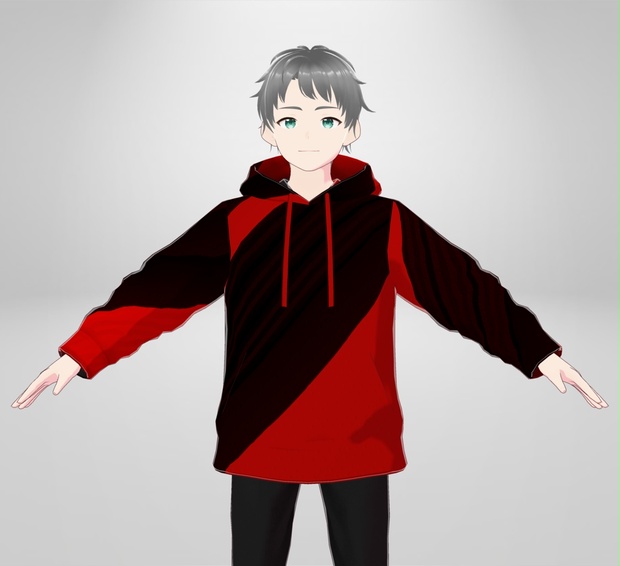 [VRoid] Red and Black Hoodie 赤と黒のパーカー - heidisworld - BOOTH