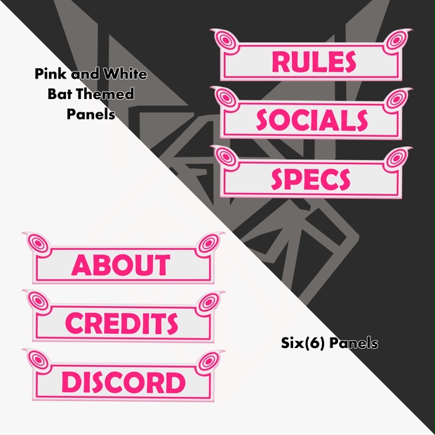 Pink/White Bat themed Panels - nevermore - BOOTH