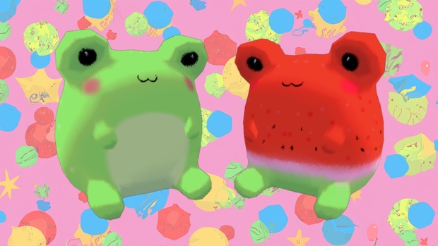 3D Watermelon frog plushie prop and normal froggie - neomory - BOOTH