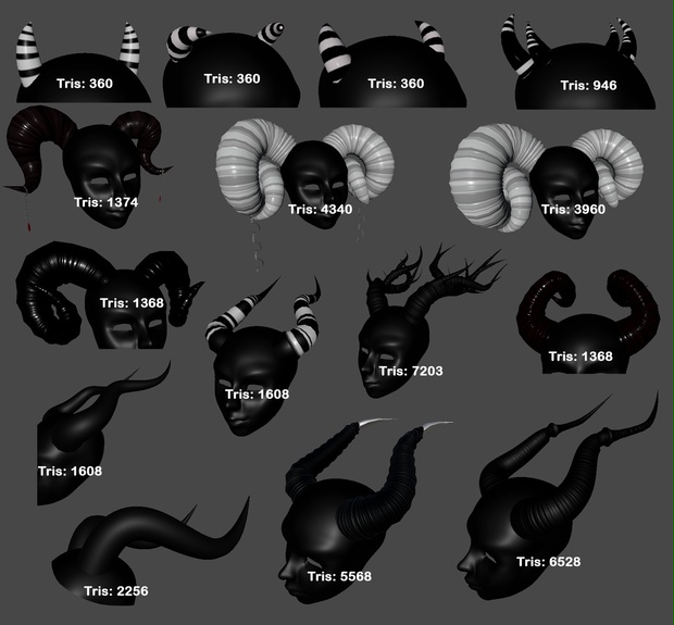 3D Horns Bundle (15 different horns) - neomory - BOOTH