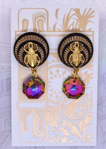 スカラベとヴィトレイルガラスのピアス - Q-jack - BOOTH