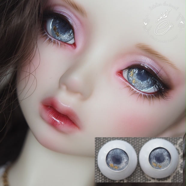 18mm/10.5mm グレーグラデーション+金箔 ジェムタイプ 七宝グラスアイ - ラトリエドゥエマイユ - BOOTH