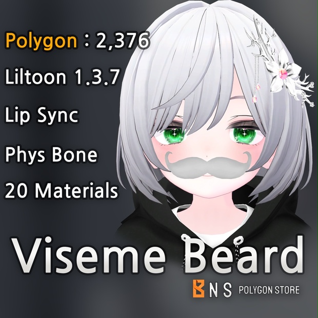 [VRChat想定] Viseme Beard / Viseme 口ひげ / Lip Sync / 3D model Ver 1.1 ...
