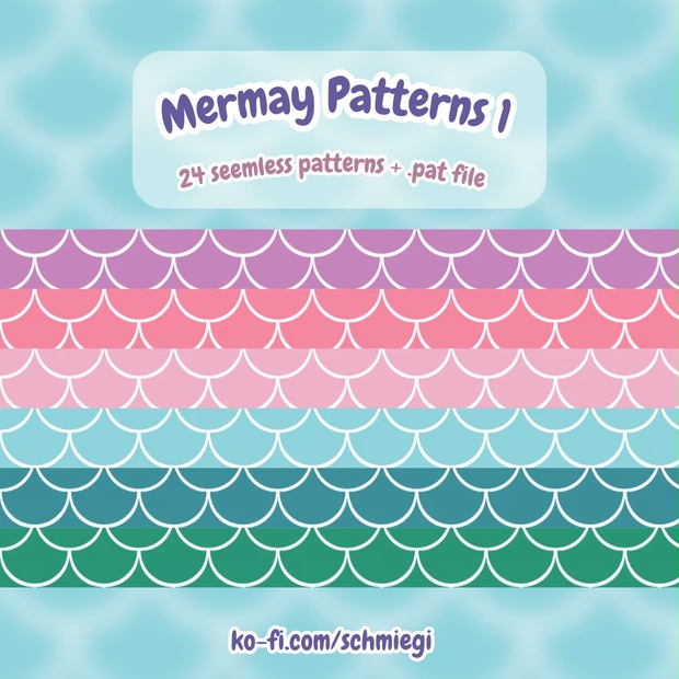 [Free Download] Mermaid Scales - Pattern Set - Forestcat Illustration ...