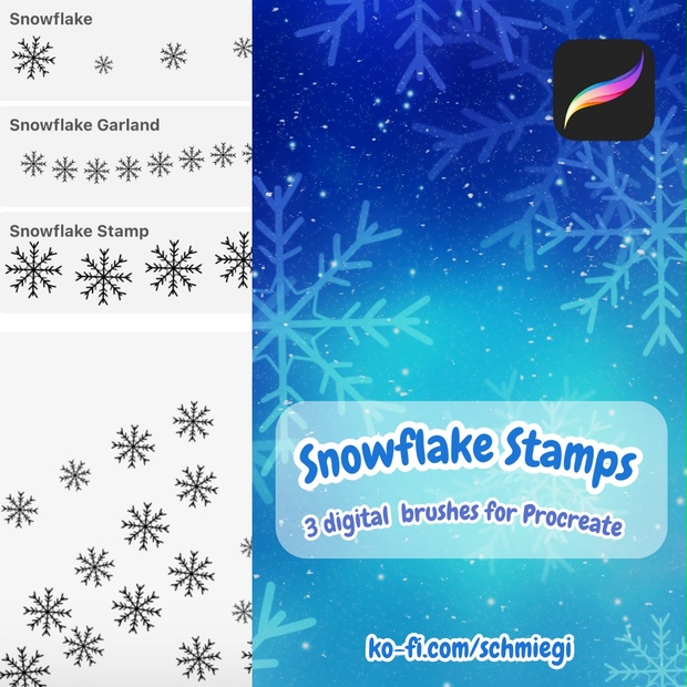 [Free Download] Snowflake Stamps - Procreate Brushes - Forestcat ...