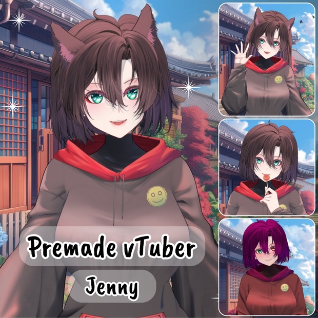 VTuber | Jenny, the hoodie girl | >25 toggles/slider | Live2d model for ...