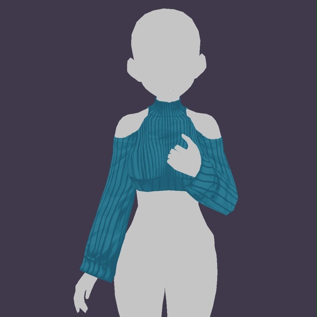 Vroid Cloth - Blue Short Sweater 💙 - Kitzoomer - BOOTH