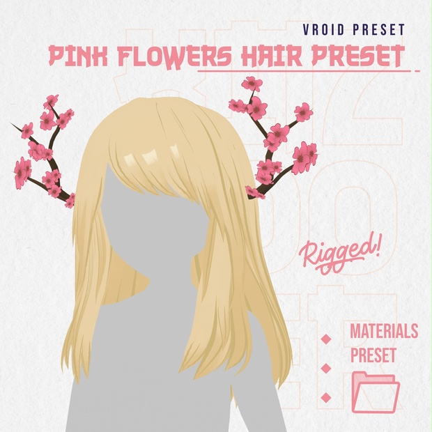 Pink Flowers Hair Preset Vroid - Kitzoomer - BOOTH