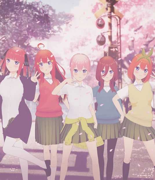 Pack Nakano Sisters - Five 3D models .vrm .pmx - Kitzoomer - BOOTH