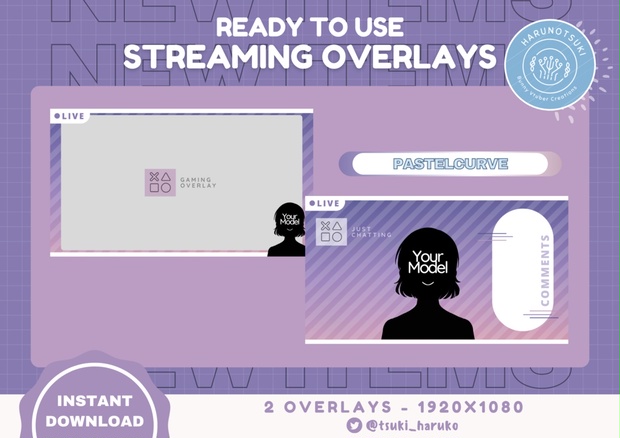 【Pastel Curve Overlays】|| Free Vtuber Twitch Overlays - RUKO | shop ...