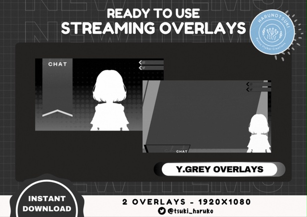 【Y.Grey Overlays】|| Free Vtuber Twitch Overlays - RUKO | shop & comms - BOOTH