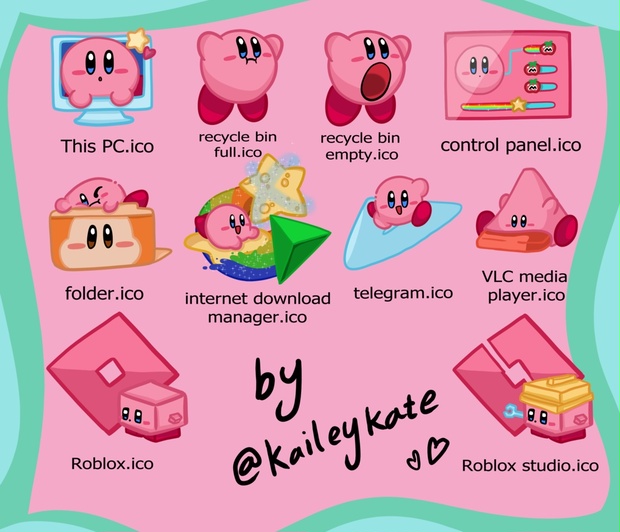 kirby desktop icons by @kaileykate - kaileykate - BOOTH