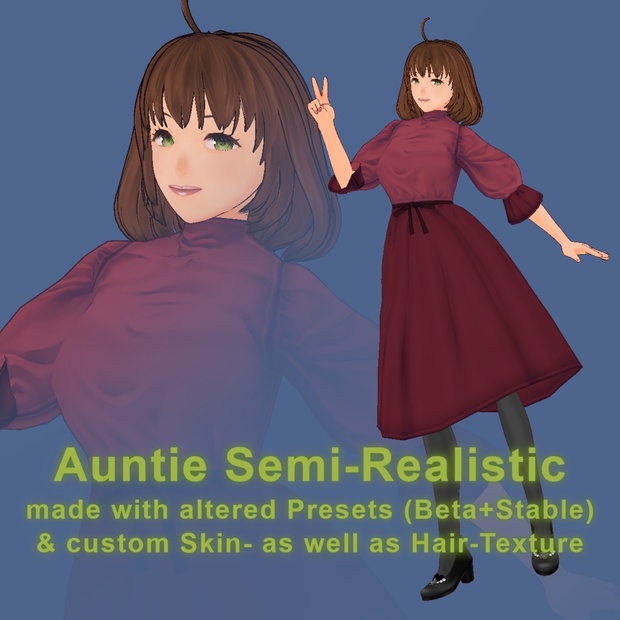 VRoid Free Model Auntie Semi-Realistic - MelodyCrystel's Carton - BOOTH