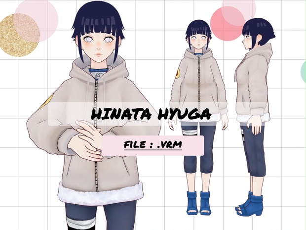 Hinata Hyūga (12 years old) Vroid model - nethzah - BOOTH
