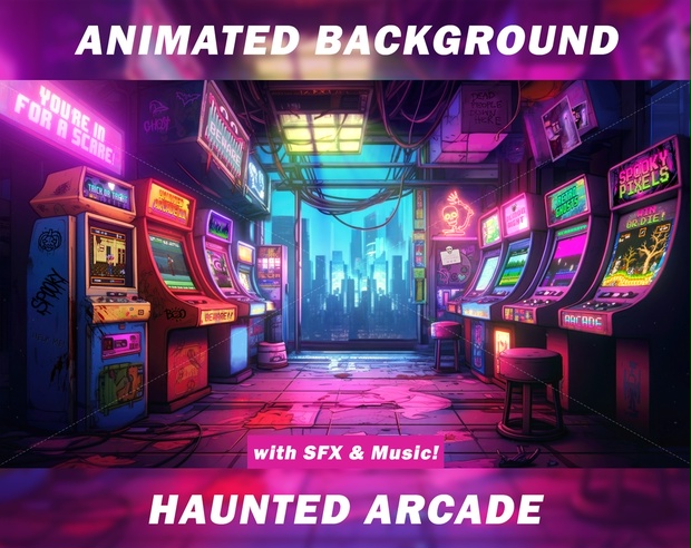 Animated vtuber background, Haunted arcade background, spooky ...