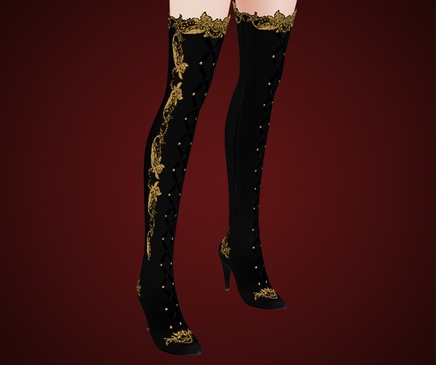 Requiem Thigh High Boots for VRoid - 40 colors - battynator-store - BOOTH
