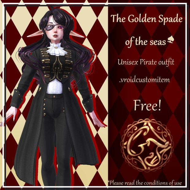 (VRoid)Unisex Pirate outfit - The_Gambling_Jester - BOOTH