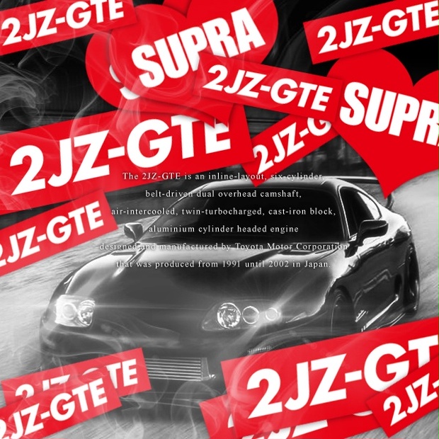 2JZ-GTE RED STICKER - ステッカー / JDM USDM カスタム SUPRA スープラ ARIST D1ドリフト ...