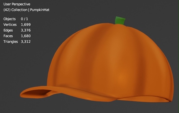 Pumpkin Cap Hat - 3D Rigged FBX for VRChat - Commercial use Halloween ...