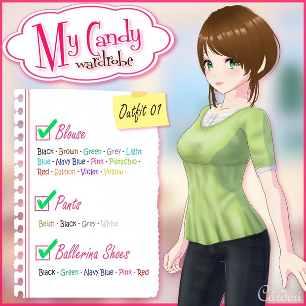 My Candy Wardrobe - Outfit 001 || Vroid & Vroid Custom Items & VRM & Textures - Cárderi - BOOTH