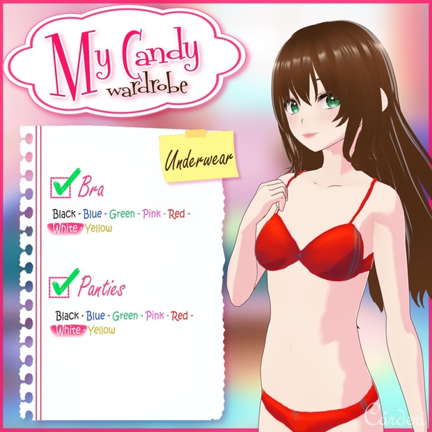 My Candy Wardrobe - Bra & Panties 01 || .png & .vroidcustomitem & .vrm & .vroid || - Cárderi - BOOTH