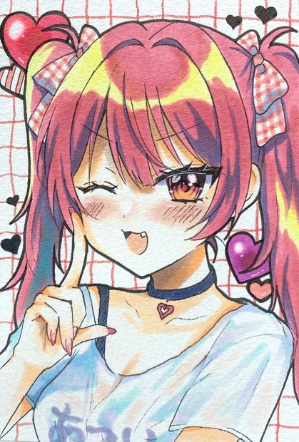 【はがきサイズ原画】🩷💜 - mapo shop - BOOTH