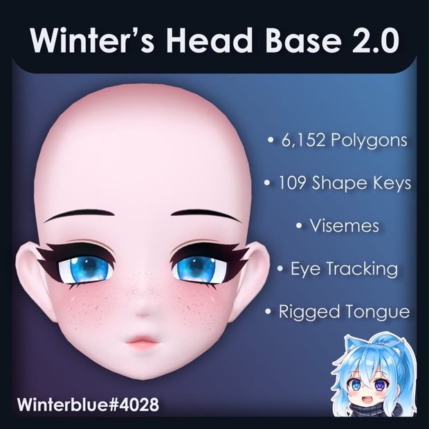 Winter's Female Head Base 2.0 [VRChat | Commercial Use] - winterblue ...