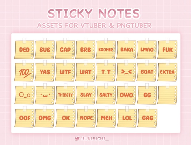 93 Sticky Notes Assets for Vtuber / PNGTuber Overlay, P2U Vtuber Stream ...
