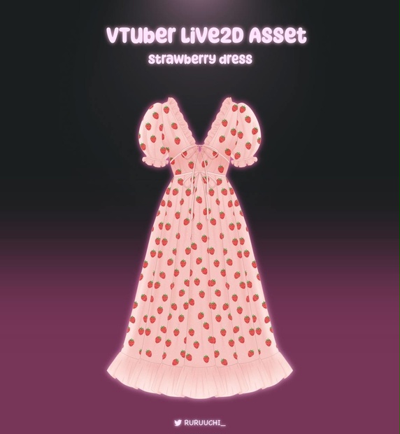 Strawberry dress Assets for Vtuber Live2D / PNGTuber Vtube Studio ...