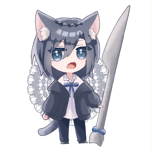 【創作アクキー】カフェ風猫耳男子 -黒髪青目- - tofuharinezumi - BOOTH