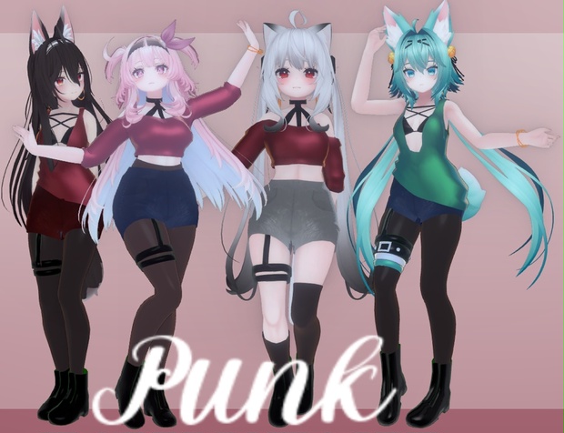 CLOTHES PUNK (RINDO, KOKOA, MAYA AND SELESTIA) - yumily16 - BOOTH