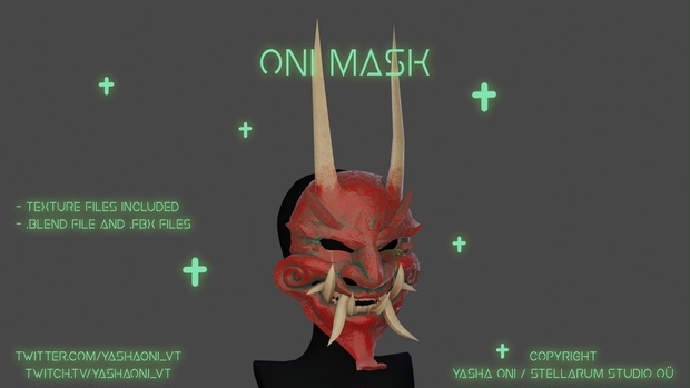 Oni mask - .FBX , .BLEND , unitypackage - yashaoni - BOOTH