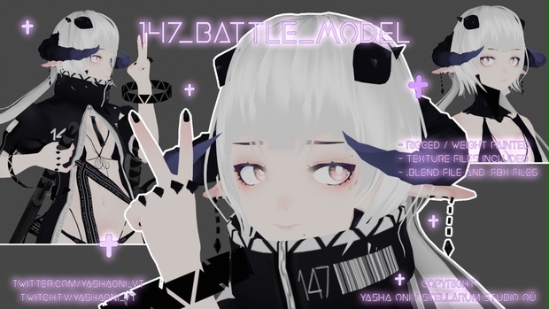 Vtuber / Vrchat model + Gunblades! - .FBX, .blend, unitypackage ...