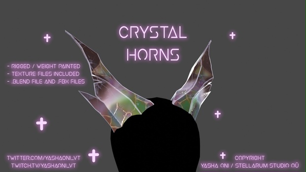 Crystal Horns + .FBX, .blend, unitypackage - yashaoni - BOOTH