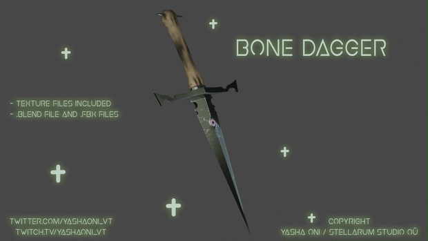 Bone dagger - .FBX, /BLEND, UNITYPACKAGE - yashaoni - BOOTH