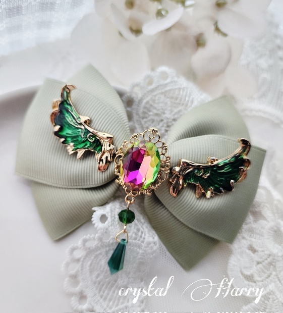 【宝石精霊の髪飾り】～翡翠～ヘアクリップ - crystal harry - BOOTH