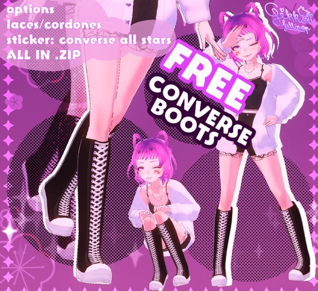 Vroid Studio FREE Converse Boots All Stars - gikkonidae lullipop - BOOTH