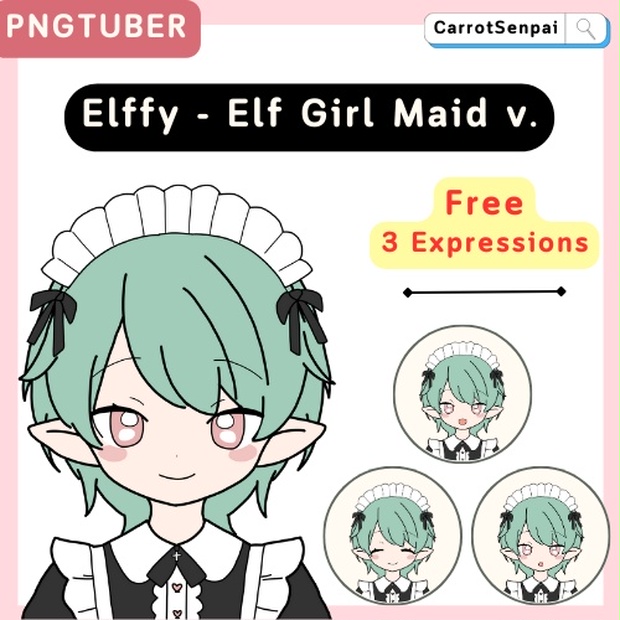 [PNGTUBER] Elffy Elf Maid Girl model vtuber モデル | ready to use ...