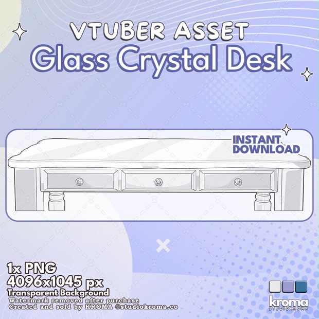 VTUBER ASSET | Glass Crystal Desk - 𝗦𝗧𝗨𝗗𝗜𝗢 𝗞𝗥𝗢𝗠𝗔 - BOOTH