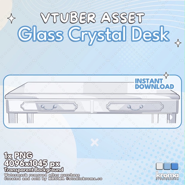 VTUBER ASSET | Glass Crystal Desk - 𝗦𝗧𝗨𝗗𝗜𝗢 𝗞𝗥𝗢𝗠𝗔 - BOOTH