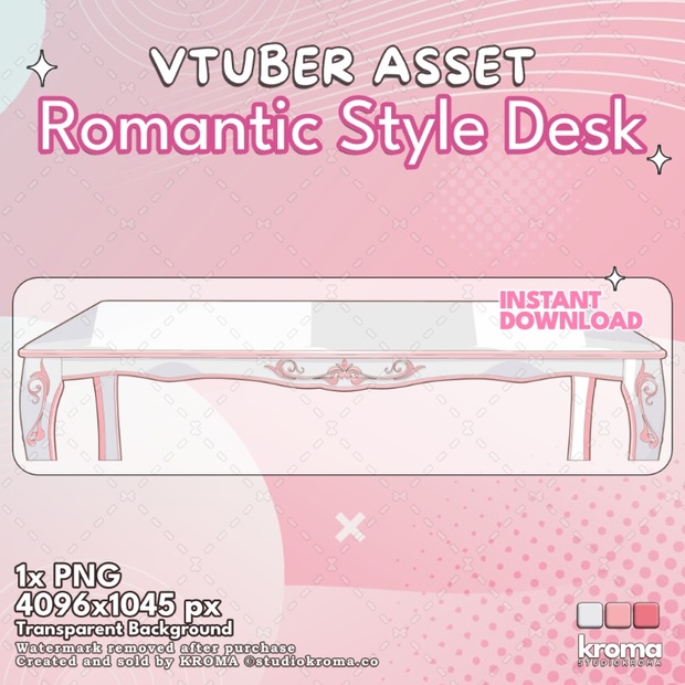 VTUBER ASSET | Romantic Style Desk - 𝗦𝗧𝗨𝗗𝗜𝗢 𝗞𝗥𝗢𝗠𝗔 - BOOTH