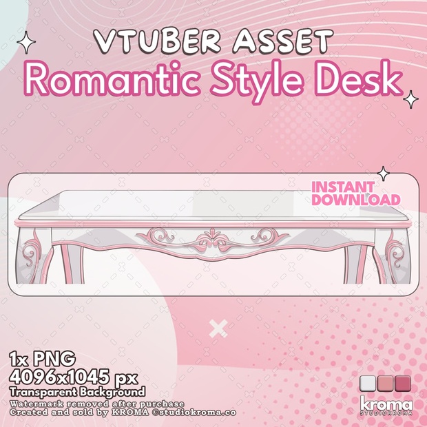 VTUBER ASSET | Romantic Style Desk - 𝗦𝗧𝗨𝗗𝗜𝗢 𝗞𝗥𝗢𝗠𝗔 - BOOTH